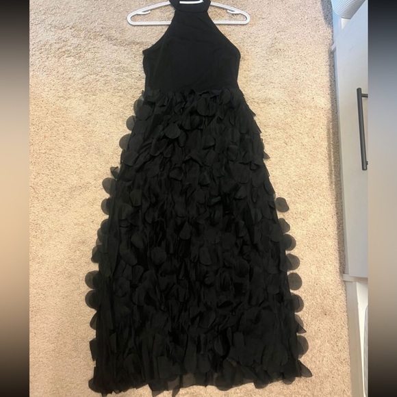 AA Collection | Dresses | Classic Black Halter Neck Appliqu Evening ...